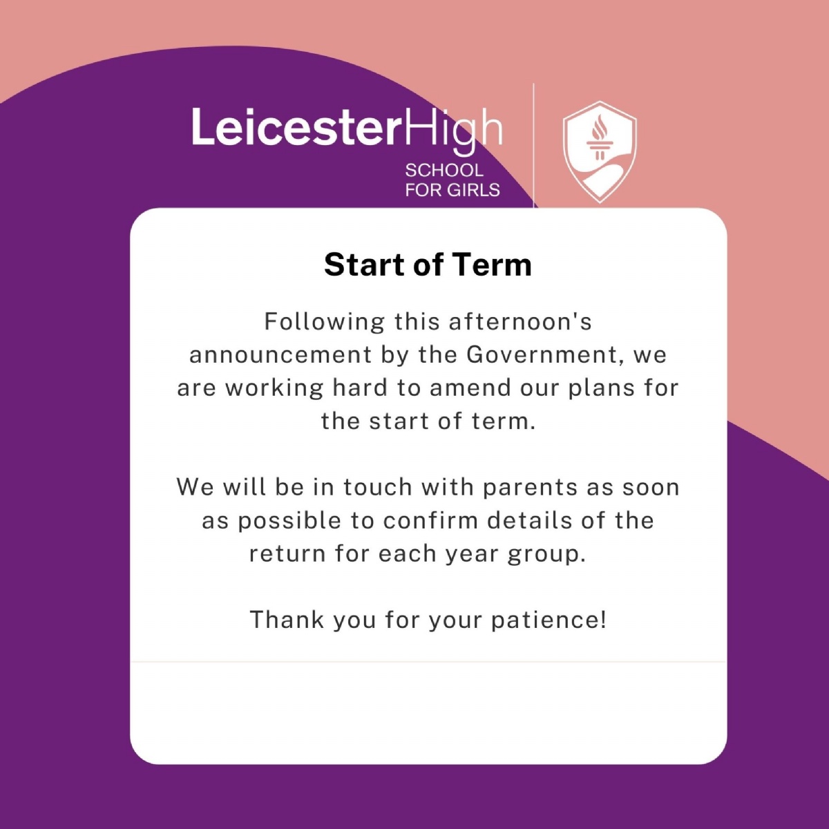 Start of Spring Term - Leicester High School for Girls